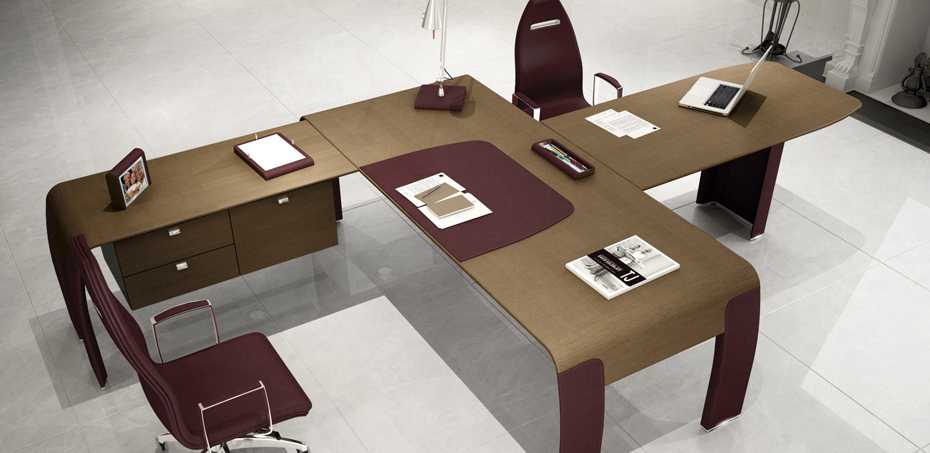 Italian office leather desks Alfa Omega by Codutti